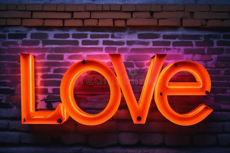 Cinematic Illustration of the Word LOVE in Neon Light on a Wall Stock ...