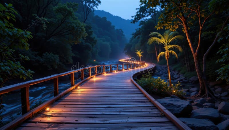 A Cinematic 8k Image of a Solar Panel Lined Boardwalk at the Edge of a ...