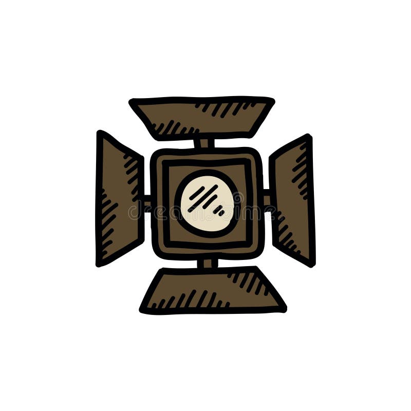 Cinematic Lighting Equipment Doodle Icon, Vector Illustration Stock ...