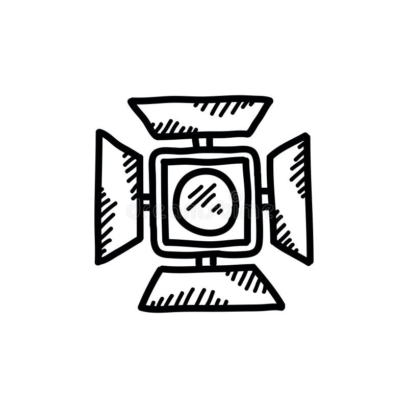 Cinematic Lighting Equipment Doodle Icon, Vector Illustration Stock ...