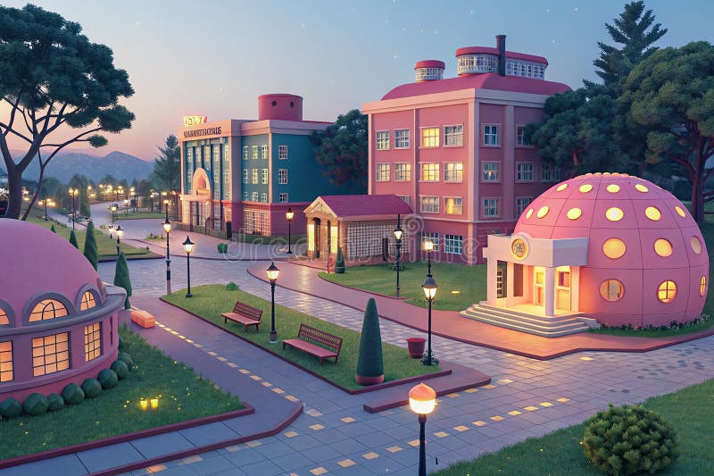 Cinematic Low-Poly University Campus with Playful 3D Models and Stock ...