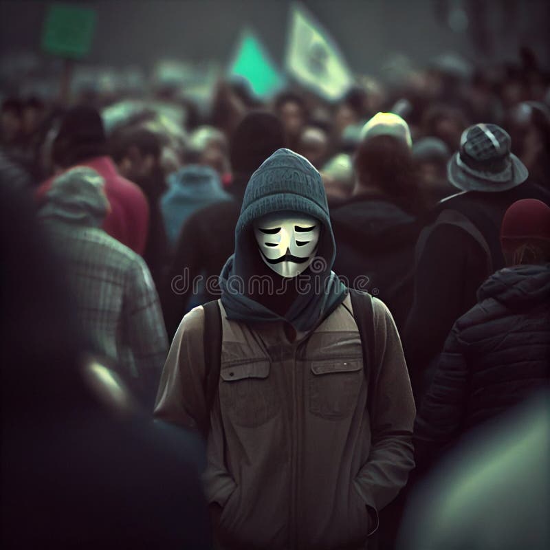Cinematic Moment of Anonymous Protest, Made with Generative AI Stock ...