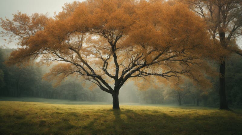 An Cinematic Movie Scene Includes Several Trees in a Land Stock ...
