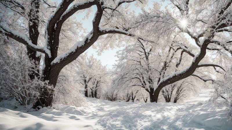 An Cinematic Movie Scene Includes Several Trees in a Land Stock ...