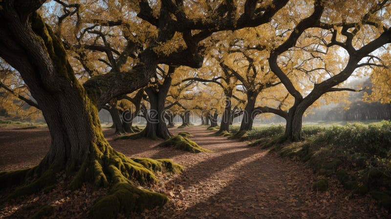 An Cinematic Movie Scene Includes Several Trees in a Land Stock ...