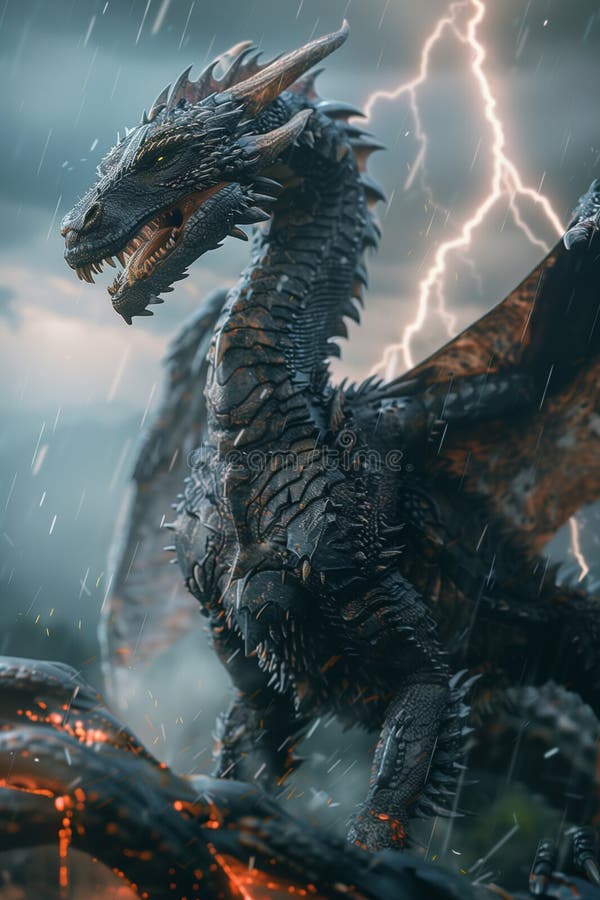 Cinematic Mythical Dragon Poster Stock Illustration - Illustration of ...