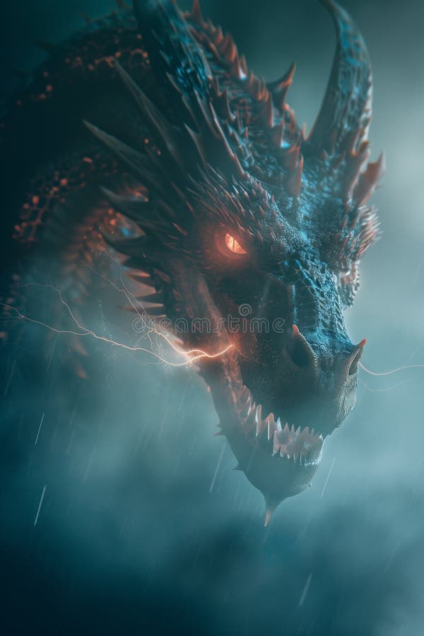 Cinematic Mythical Dragon Poster Stock Illustration - Illustration of ...