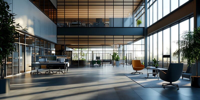 Cinematic Perspective of a Towering Office Building with Dramatic ...