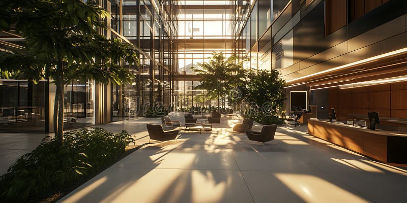 Cinematic Perspective of a Towering Office Building with Dramatic ...