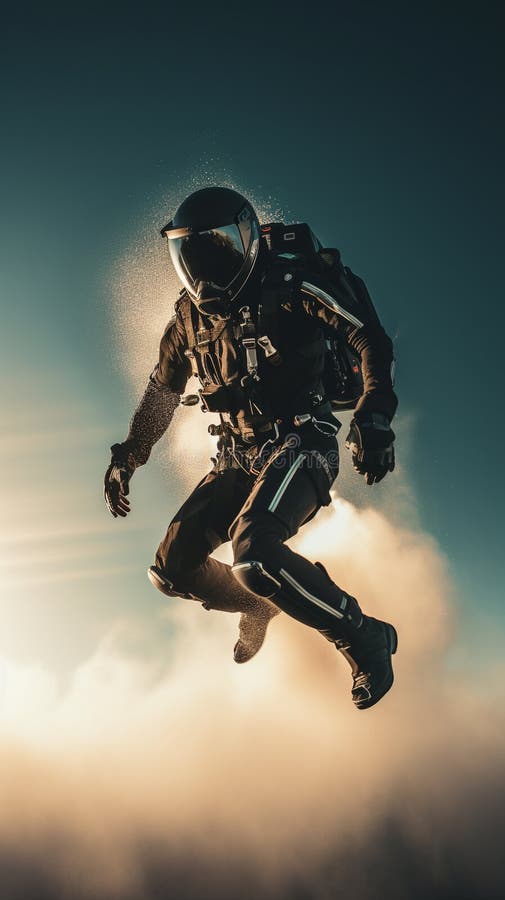Cinematic Photograph of a Man is Sky Diving Stock Illustration ...