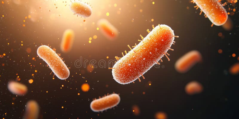 Cinematic Render of Glowing Bacteria Under Dramatic Lighting in a Dark ...