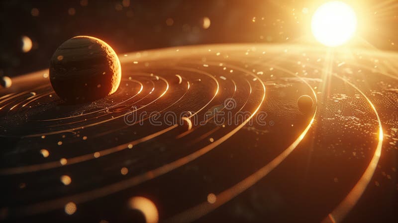 Cinematic Rendering of the Solar System with Glowing Sun and Planets ...