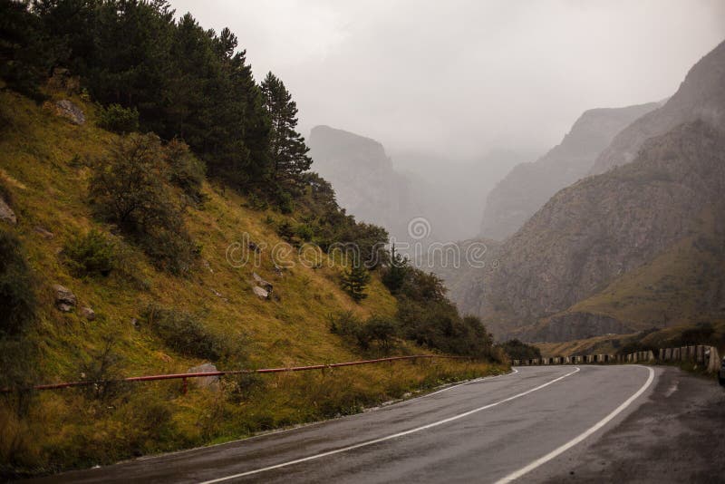 Cinematic Road Landscape. Asphalt Road Throuth the Mountains Stock ...