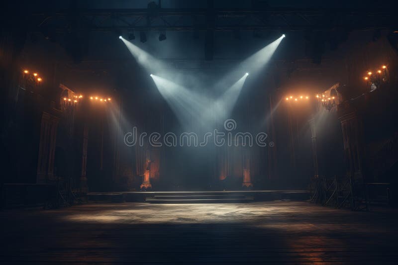 Cinematic Scene with Dramatic Stage Lighting Stock Illustration ...