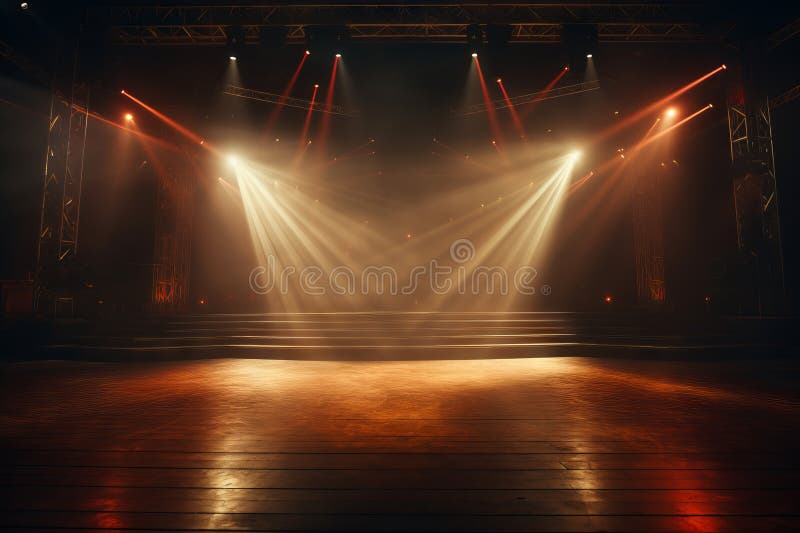 Cinematic Scene with Spotlights on Stage Stock Illustration ...