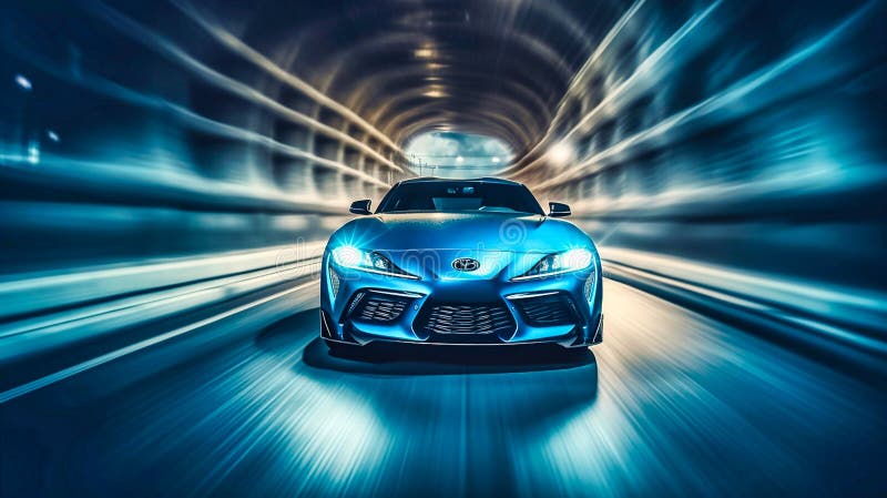 Cinematic Shot of a Car Speeding Down a Cross Road, Generative AI Stock ...