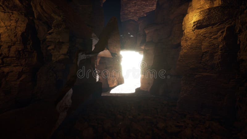 Cinematic Shot from Inside of a Cave with a Light Source, 3d Render 4K ...