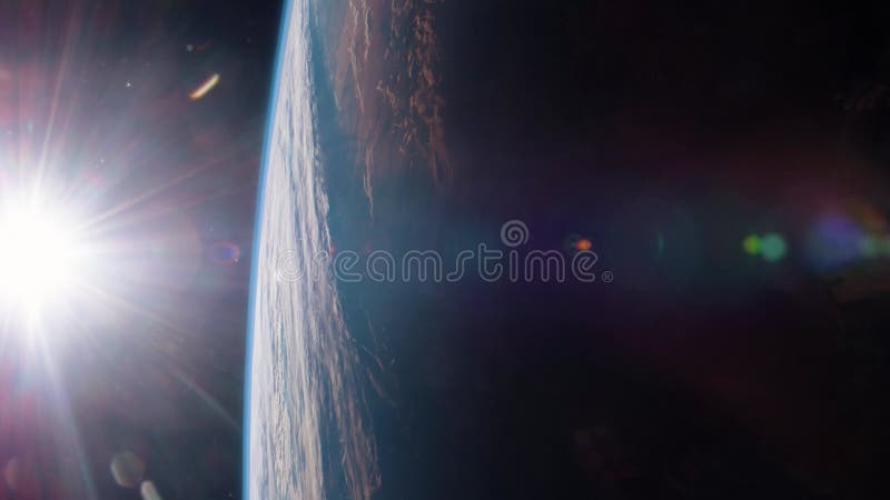 Cinematic Shot of Planet Earth and the Sun from Earth Orbit Stock ...