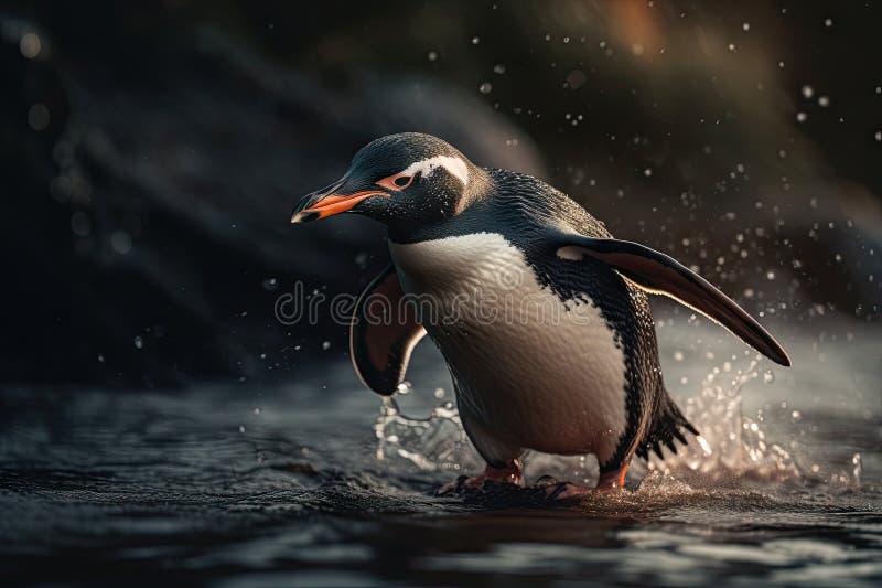 Cinematic Shot of a Running Penguin. Perfect for Posters and Web Stock ...