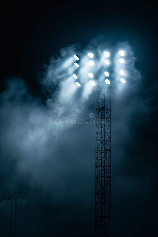 Cinematic Shot Stadium Lights on Black Background AI Image Stock ...