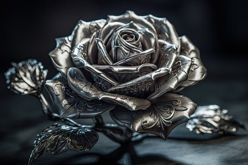 Cinematic Silver Rose Artwork for Posters and Web Design. Stock ...