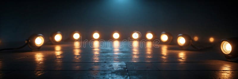 Cinematic Stage with Projectors for Backdrop and Presentation Stock ...