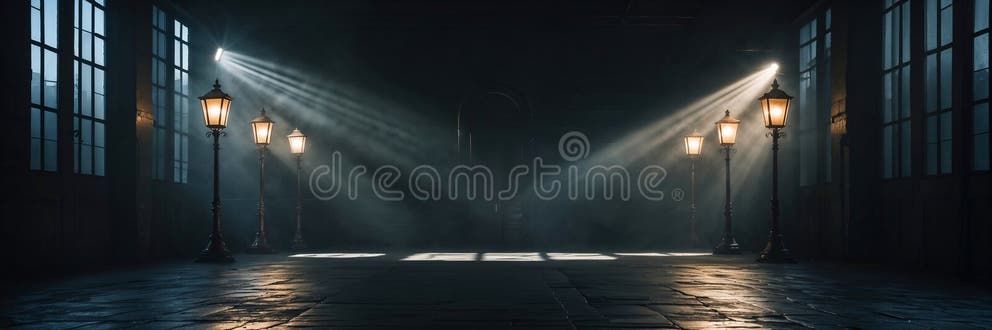 Cinematic Stage with Projectors for Backdrop and Presentation Stock ...
