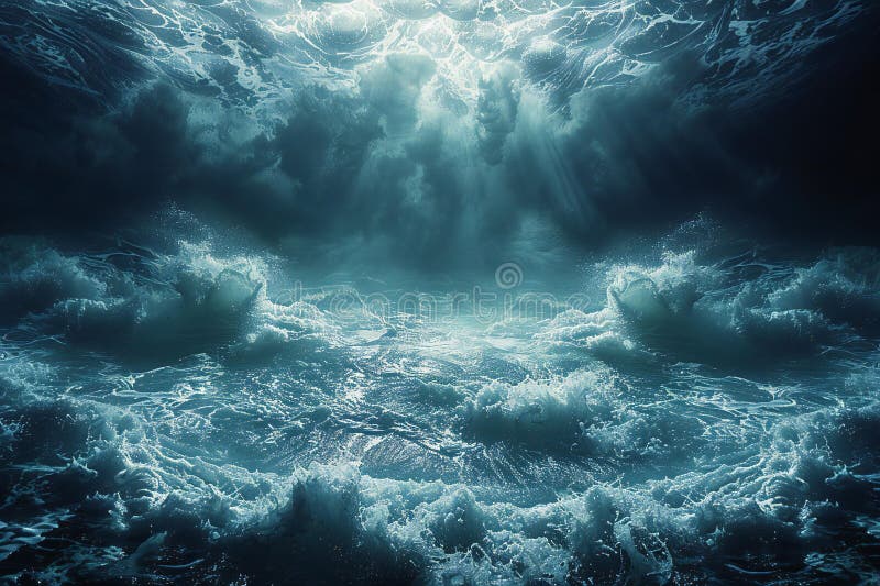 Cinematic Still of Ocean Waves at the Bottom, Underwater Shot with the ...