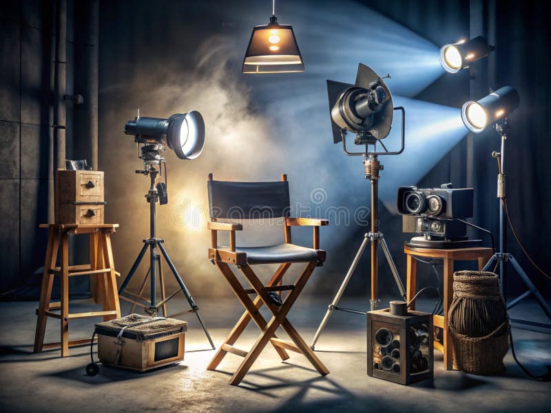 Cinematic Studio Shot of Chair with Dramatic Lighting in Dark Room ...