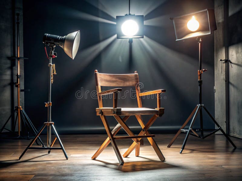 Cinematic Studio Shot of Chair with Dramatic Lighting in Dark Room ...