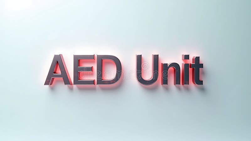 Cinematic Typography Displaying AED Unit in Bold Letters with a Shadow ...