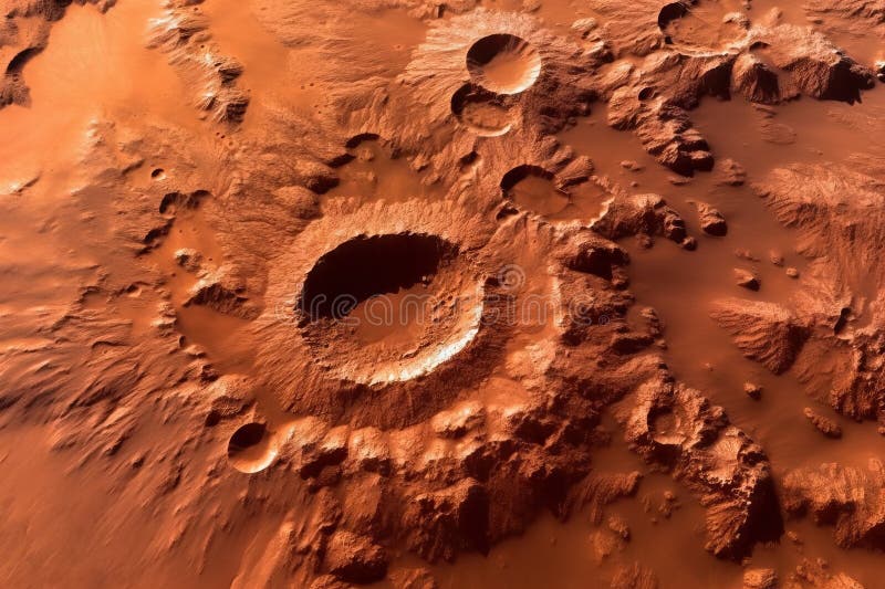 Cinematic View of Mars Terrain with Multiple Craters Highly Detailed ...