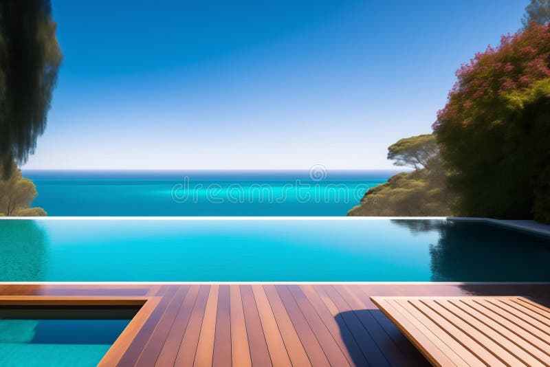Cinematographic View of the Infinity Pool Showing. Generative AI Stock ...