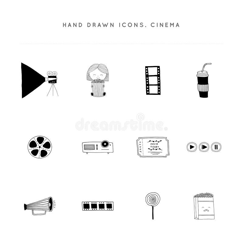 Cinematography Illustrations and Logo Elements, Cinema Isolated Objects ...