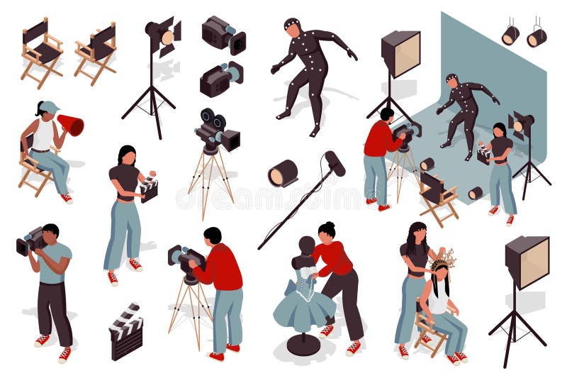Cinematography Isometric People Stock Vector - Illustration of elements ...
