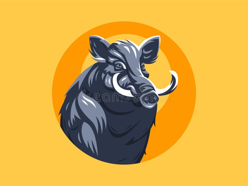 Vector L'illustrazione Monocromatica Con Un Cinghiale in Boschetto Di ...