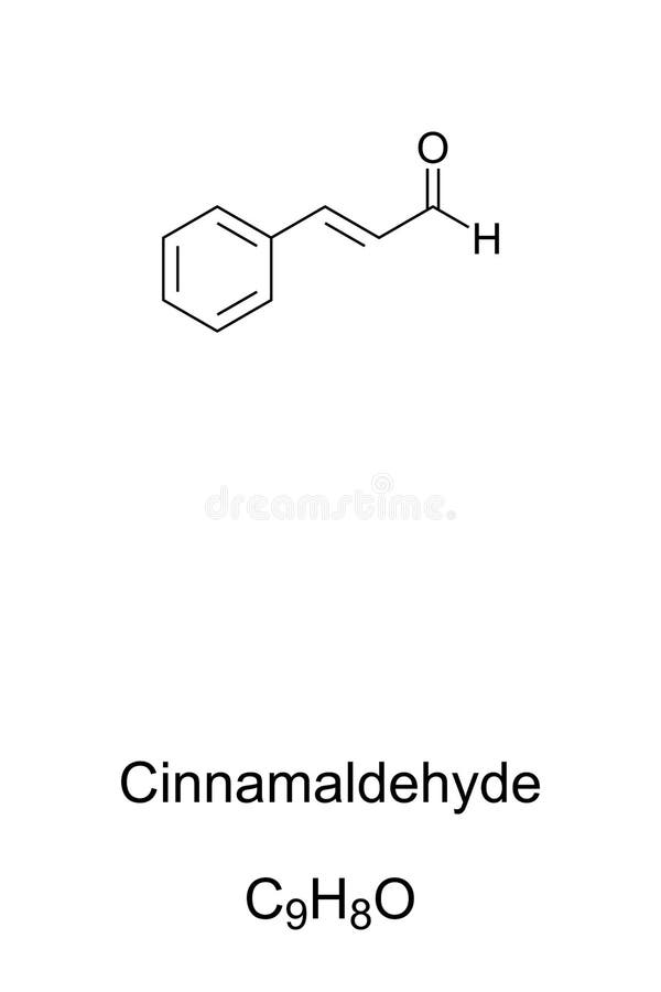 Cinnamaldehyde, Flavor and Odor of Cinnamon, Chemical Formula Stock ...