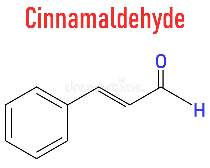 Cinnamaldehyde or Cinnamic Aldehyde Cinnamon Flavor Molecule. Skeletal ...