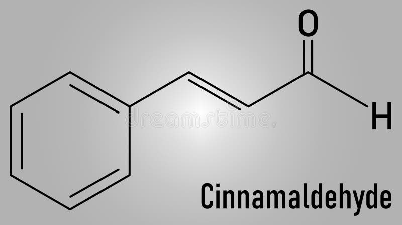 Cinnamaldehyde or Cinnamic Aldehyde Cinnamon Flavor Molecule. Skeletal ...
