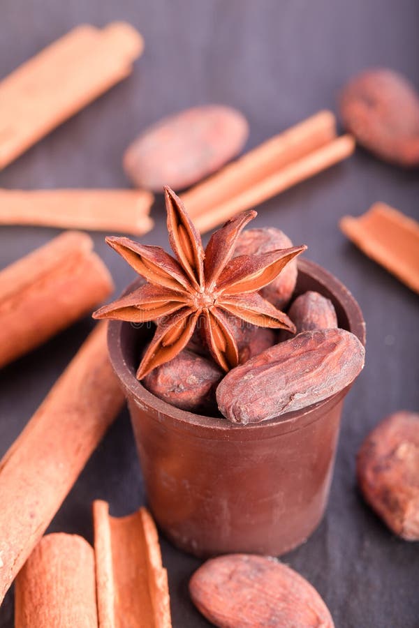 Cinnamon anise and cocoa stock photo. Image of bake, cacao - 32294880