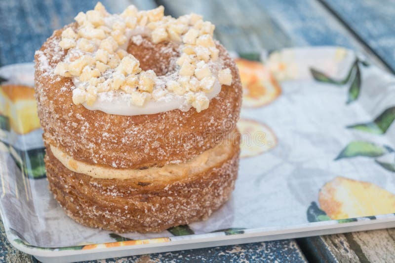 Cinnamon Apple Cronut on a Lemon Tray Stock Image - Image of tasty ...