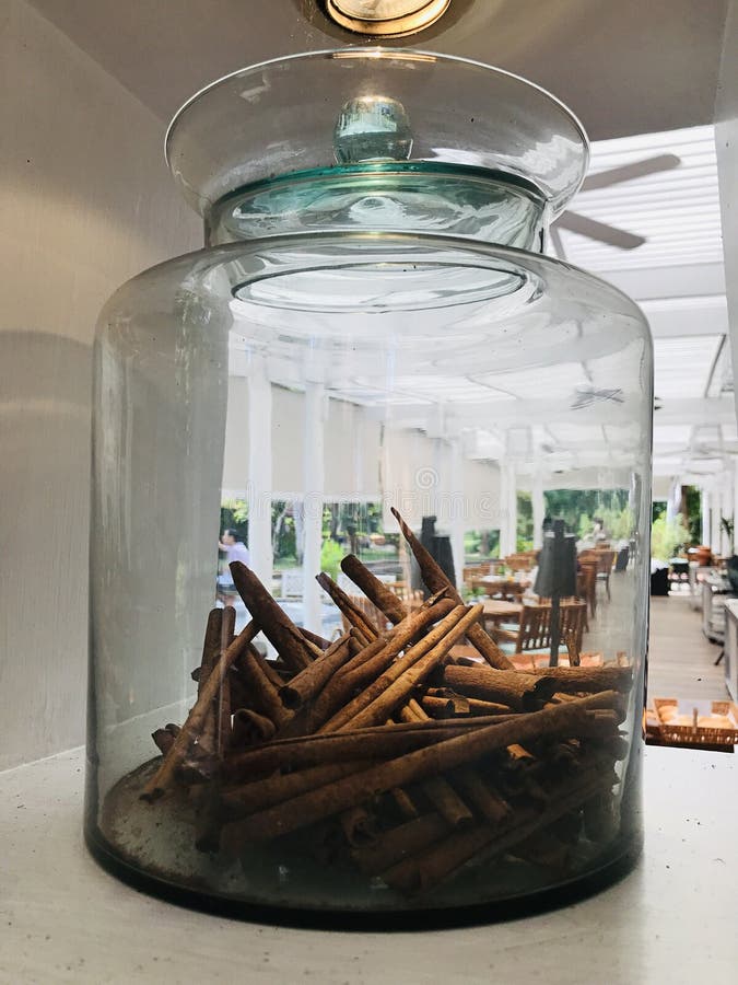 Cinnamon in Clear Glass Jar. Stock Image - Image of herbal, flavouring ...