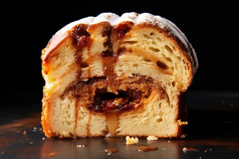 Cinnamon Bun Cut in Half, Showing the Layers and Filling Stock Image ...