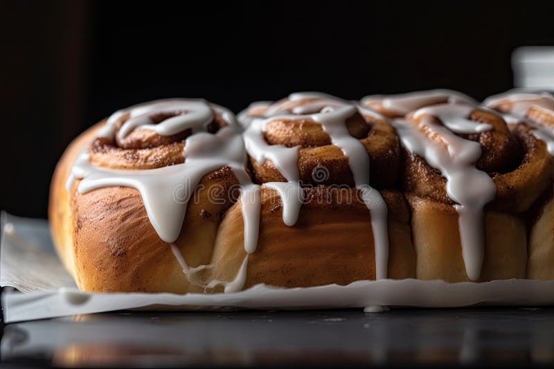 Cinnamon Bun with Glaze on Top and a Sprinkle of Cinnamon Stock Image ...
