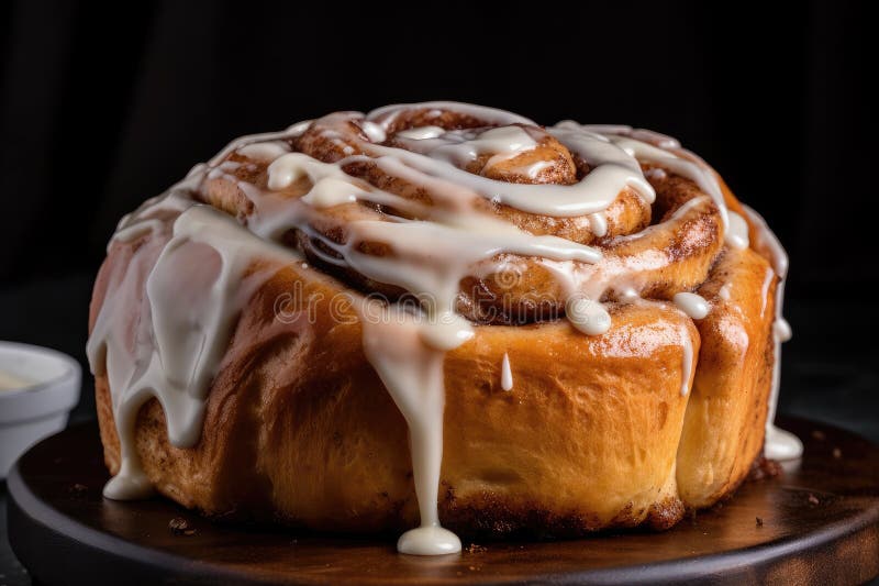 Cinnamon Bun with Glaze on Top and a Sprinkle of Cinnamon Stock ...