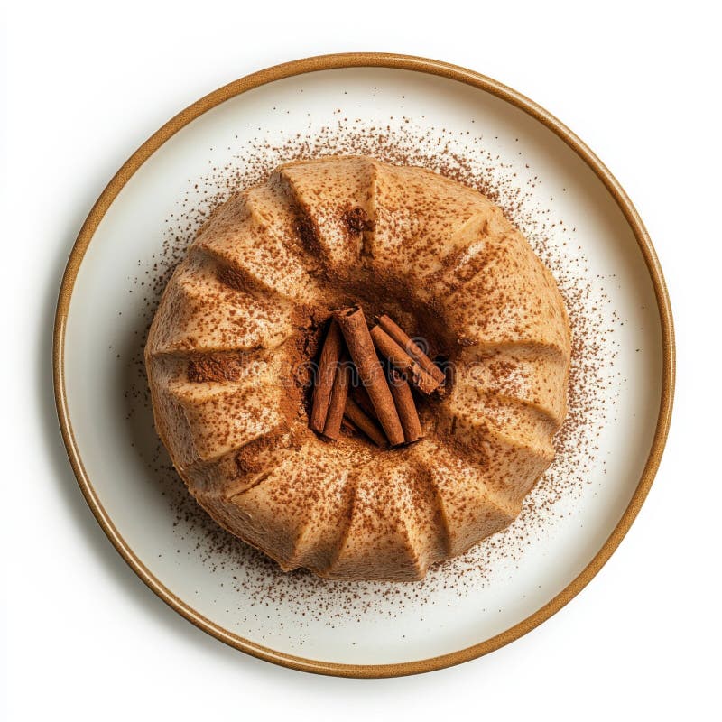 Cinnamon Bundt Cake on Plate with Sprinkle of Cocoa Powder Stock Image ...