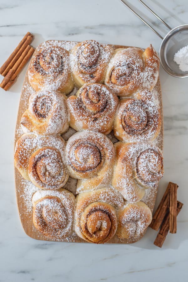 Cinnamon Buns. Beautiful Fresh Cinnamon Rolls Stock Photo - Image of ...