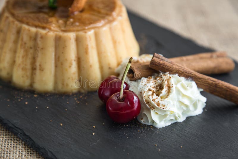 Cinnamon and caramel flan stock photo. Image of dessert - 55136270