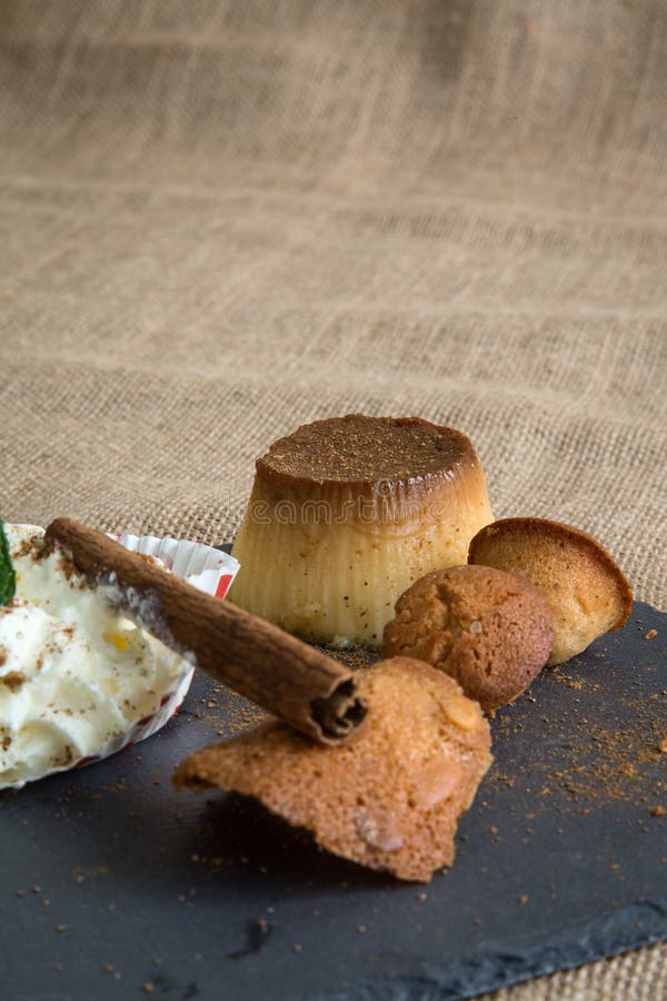 Cinnamon and caramel flan stock photo. Image of restaurant - 55136344