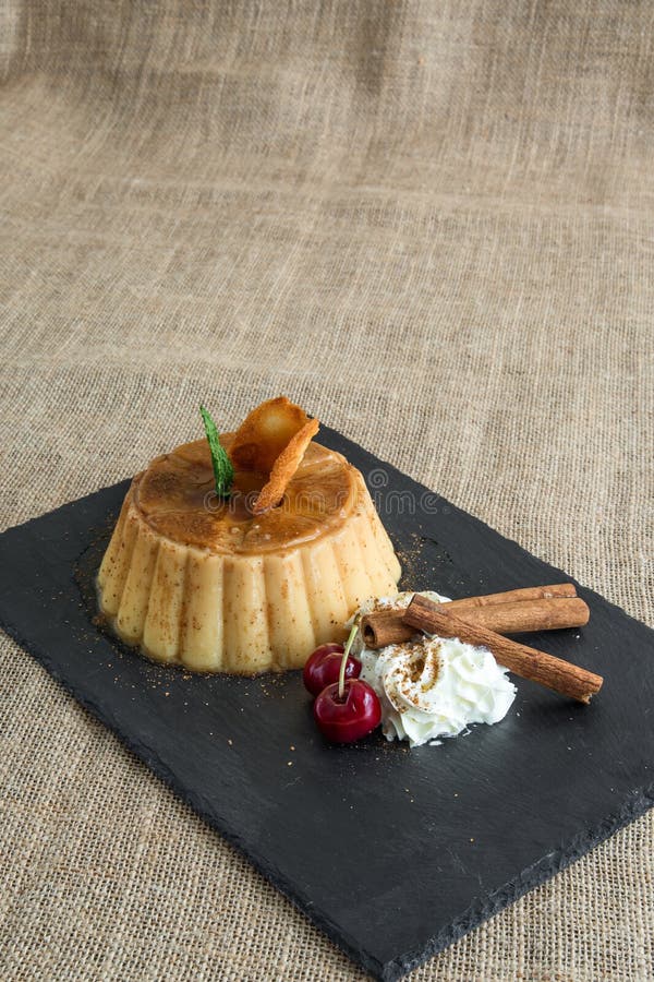 Cinnamon and caramel flan stock photo. Image of sweet - 55406042